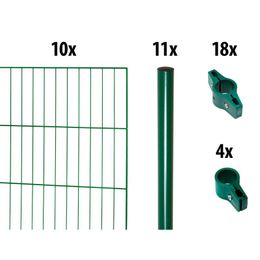 GARDEN 'N' MORE Einstabmattenzaun &raquo;mit Rundpfosten&laquo; 10 Elemente f&uuml;r 20 m, LxH: 200 x 75 cm, mit 11 Pfosten gr&uuml;n Kunststoff, Stahl