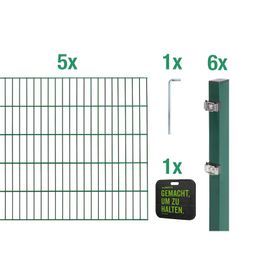 Alberts Doppelstabmattenzaun &raquo;Grundset&laquo; H&ouml;he: 80-160 cm, Gesamtl&auml;nge: 4-30 m, zum Einbetonieren gr&uuml;n Stahl