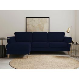 Home Affaire Ecksofa »MARSEILLE (242/152cm), L-Form, Rec. rechts/links« Massivholzbeine Eiche, Landhausstil, Wellenunterfederung blue