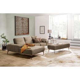 W.Schillig Ecksofa &raquo;run, Designsofa mit tollem Sitzkomfort, L-Form&laquo; mit Holzsockel, F&uuml;&szlig;e in Bronze pulverbeschichtet, Breite 299 cm beige Longlife 