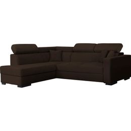 Home Affaire Ecksofa &raquo;Tulio L-Form&laquo; wahlweise mit Bettfunktion und Bettkasten, incl. 3 Zierkissen braun Struktur fein (100% Polyester);Struktur (100% 