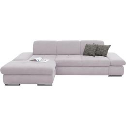 SET ONE BY Musterring Ecksofa »SO4100 V« mit verstellbaren Kopfteilen, wahlweise mit Funktionen, Cord-Bezug silver