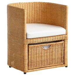Home Affaire Rattanstuhl &raquo;Blaxton&laquo; () inklusive Korb und Sitzkissen, aus Rattangeflecht, Breite 56 cm natur