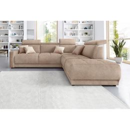DOMO collection Ecksofa »Ava, moderne Sitzheftung mit toller Doppelnaht, komfortabel, L-Form« mit Ottomane, inkl. Federkern, wahlweise mit...