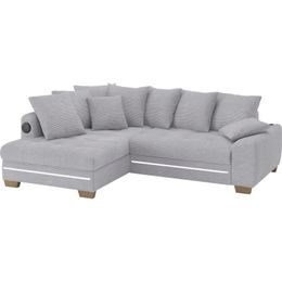 Ecksofa &raquo;Nikita II, L-Form&laquo; mit Kaltschaum, RGB-LED, Soundsystem, wahlweise mit Bett, Bettkasten grau Stripes (92% Polyester / 8% Nylon)