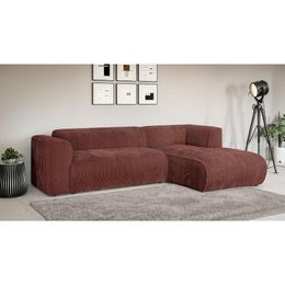 Inosign Ecksofa »MERID L-Form (257 cm), zeitlos & stilvolles Design, « Aufwendig gepolstert, in Cord, Chenille und Struktur rot