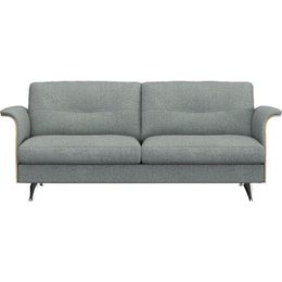 FLEXLUX 2, 5-Sitzer »Glow Sofa, Couch, « Premium-Sitz: Kaltschaum & Federkern, Arml. Walnuss, Fuß Alu Sky Blue