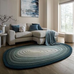FLAIR RUGS Wollteppich &raquo;Puddle&laquo; rechteckig 9 mm H&ouml;he Wollteppich in Pf&uuml;tzenform blau Wolle