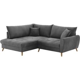 Ecksofa &raquo;Blackburn II L-Form&laquo; Wahlweise mit Kaltschaumpolsterung bis 140 kg belastbar schwarz Memphis (Grundgewebe - 100% Polyester; Nutzschicht- 90% 