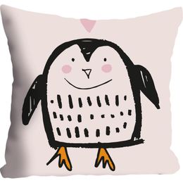 queence Dekokissen »Pinguin« Kissenhülle ohne Füllung, 1 Stück altweiß/altrosa/schwarz/orange + bedruckt Obermaterial: 100% Baumwolle B/L: 40 cm x...