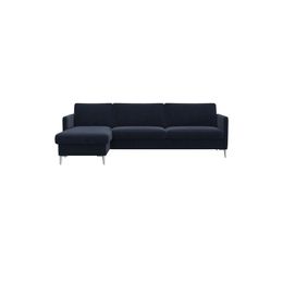 FLEXLUX Ecksofa »Fiore, L-Form, bequem und komfortabel durch hochwertigem Sitzaufbau« schmale Armlehnen, Kaltschaum, Füße Alu Royal Blue