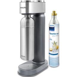 Philips Wassersprudler &raquo;Metal&laquo; & CO2-Zylinder, 1L Edelstahl-Flasche edelstahlfarben