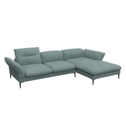 FLEXLUX Ecksofa »Salino, Funktionssofa mit Recamiere, Relaxsofa, Ecksofa« Sofa mit Arm- und Kopfteil-Verstellungen, Kaltschaum & Stahl-Wellen Sky Blue