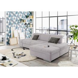 SET ONE BY Musterring Ecksofa »SO4100 V« mit verstellbaren Kopfteilen, wahlweise mit Funktionen, Cord-Bezug silver