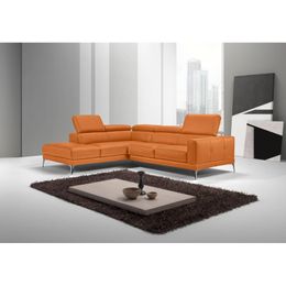 Egoitaliano Ecksofa &raquo;Claudie, Designsofa mit extrakomfortablem Sitzkomfort&laquo; Inkl. Kopfteilverstellung, L-Form orange Luxus-Microfaser (100% Polyester) Leder &raquo;BULL
