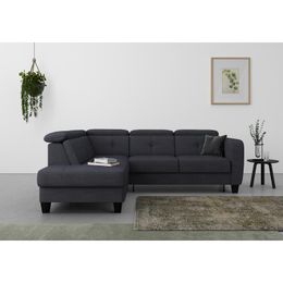 Sit & More SIT&MORE Ecksofa »Belluci L-Form« inklusive Federkern, wahlweise mit Bettfunktion und Bettkasten deep blue