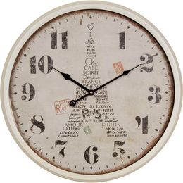 MyFlair M&Ouml;BEL & ACCESSOIRES Wanduhr &raquo;"Paris"&laquo; XXL, rund, &Oslash; 51 cm, Motiv Eifelturm, dekorativ in K&uuml;che & Wohnzimmer wei&szlig;