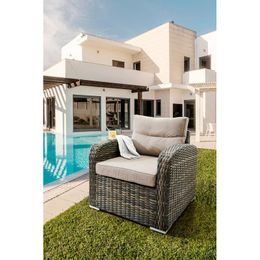 Destiny Loungesessel »SANTA« Aluminium, Polyrattan, inkl. Auflagen beige-grau Obermaterial: 100% Polyester. Füllung: 50% Polyester, 50% Polyurethan
