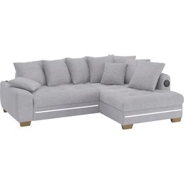 MR. COUCH Ecksofa »Nikita II, L-Form« mit Kaltschaum, RGB-LED, Soundsystem, wahlweise mit Bett, Bettkasten Stripes 8637 warm grey