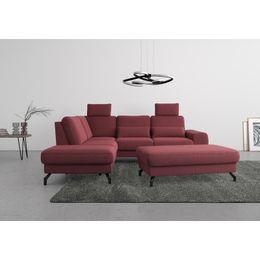 Sit & More SIT&MORE Ecksofa »Cinturo L-Form« inklusive Sitztiefenverstellung und Federkern, Sitzhöhe 45 cm bordeaux