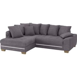 MR. COUCH Ecksofa »Nikita II, L-Form« mit Kaltschaum, RGB-LED, Soundsystem, wahlweise mit Bett, Bettkasten Stripes 8629 stone