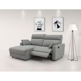 Inosign Ecksofa »JENNA, L-Form, 209cm, manuelle u. elektrische Funktion, mit USB A/C, « Liegefunktion 105°-150°, Federkern, Struktur fein hellgrau