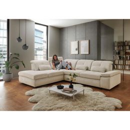 Die PlanBar Ecksofa &raquo;MP-IN16012 L-Form Kaltschaum-Polsterung&laquo; inkl. Sitztiefenverstellung, optional mit Funktionen beige 85% Polyester;15% Nylon