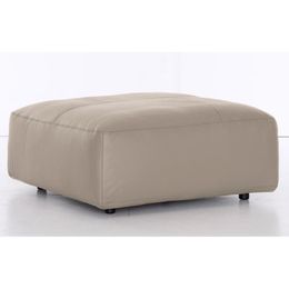 Musterring Hocker &raquo;LUCIA&laquo; beige Flachgewebe VALMONT (60% Baumwolle/40% Leinen);Leder PURO, pigmentiertes Leder;Microfaser CRONA (100% Polyester);Flachgewebe 