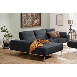 W.Schillig Ecksofa &raquo;run, Designsofa mit tollem Sitzkomfort, bequem, L-Form&laquo; mit elegantem Holzsockel, F&uuml;&szlig;e in Chrom gl&auml;nzend, Breite 319 cm schwarz 