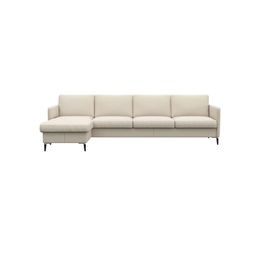FLEXLUX Ecksofa »Fiore, L-Form« schmale Armlehnen, Kaltschaum, Füße Alu+schwarz Warm White