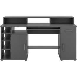 VOGL M&ouml;belfabrik Schreibtisch &raquo;Timra mit Monitoraufsatz, Tastaturauszug & Towerfach,&laquo; Breite 154 oder 178 cm, Made in Germany grau