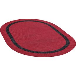Gino Falcone Teppich »Benito« oval 6 mm Höhe Flachgewebe, Uni-Farben, mit Bordüre, In- und Outdoor geeignet rot Obermaterial: 100% Polypropylen B :...