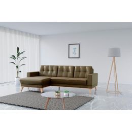 Sit & More SIT&MORE Ecksofa »Lavida L-Form« wahlweise mit Kippfunktion und Bettkasten olive