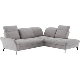 Sit & More SIT&MORE Ecksofa »Leandro L-Form« Wahlweise mit Bett-, Kopfteil - und Armlehnfunktion, sowie Stauraum silber