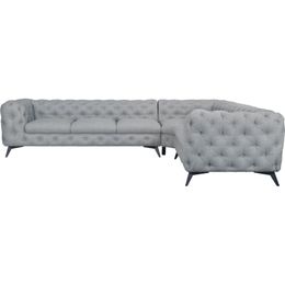 LEONIQUE Chesterfield-Sofa »Ecksofa GLYNIS L-Form mit Wellenunterfederung, Maße B/T/H 323/264/75cm« aufwändige Knopfheftung, moderne Chesterfield...