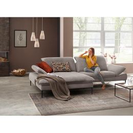W.Schillig Ecksofa »enjoy&MORE, Designsofa, elegant und bequem, L-Form« Sitztiefenverstellung, Füße schwarz pulverbeschichtet, Breite 294 cm stone R66