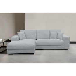 WERK2 Ecksofa »Eden modern und zeitlos, geschmackvolles Sofa, Breite 286cm, L-Form« Design Ecksofa in Cord mit besonders weichem Sitzkomfort Grau 0