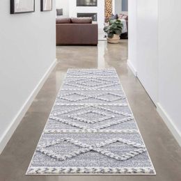 Carpet City Hochflor-Teppich »Focus 3022« rechteckig 20 mm Höhe Läufer, Boho, Hochtief-Muster/ 3D-Effekt, für Wohnzimmer, Schlafzimmer grau...