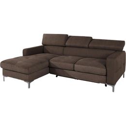 COTTA Ecksofa &raquo;Sammy L-Form&laquo; mit Kopfteilverstellung, wahlweise mit Bettfunktion & Bettkasten braun Struktur (100% Polyester );Chenille (90% Polyester