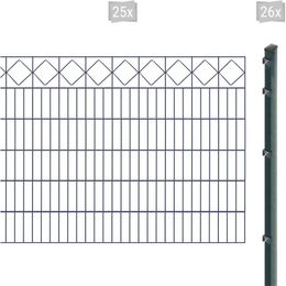 Arvotec Doppelstabmattenzaun &raquo;EXCLUSIVE 120 zum Einbetonieren "Karo" mit Zierleiste&laquo; Zaunh&ouml;he 120 cm, Zaunl&auml;nge 2 - 60 m anthrazit