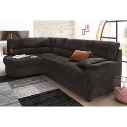 Sit & More SIT&MORE Ecksofa »Pandora L-Form« wahlweise mit Bettfunktion und Bettkasten schwarz