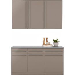 Wiho-K&uuml;chen WIHO K&Uuml;CHEN Pantryk&uuml;che &raquo;Chicago&laquo; ohne E-Ger&auml;te, Breite 160 cm K&uuml;che: braun + Front: Tr&uuml;ffel Glanz + Korpus: tr&uuml;ffelfarben + Arbeitsplatte:...
