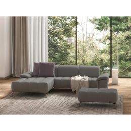 Sit & More sit&more Ecksofa &raquo;Cool L-Form&laquo; wahlweise mit Kopfteilverstellung und Vorziehsitz, motorisch silber