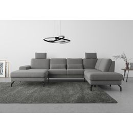 Sit & More SIT&MORE Wohnlandschaft »Cinturo U-Form« inklusive Sitztiefenverstellung und Federkern, Sitzhöhe 48 cm grau