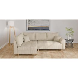 Home Affaire Ecksofa &raquo;CHARRE L-Form mit Ottomane, Ma&szlig;e B/T/H: 231/161/81 cm&laquo; feine Steppung, lose R&uuml;cken- und Zierkissen, auch in Cord und Boucl&eacute; 