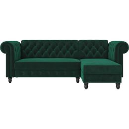 DOREL HOME Ecksofa »Felix, L-Form, 241 cm (Liegefl.108x195 cm), Recamiere tauschbar, « verstellb. Rückenlehne, Bett-Funktion, Velours, Kunstleder,...