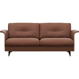 FLEXLUX 2, 5-Sitzer »Glow Sofa, Couch, « Premium-Sitz: Kaltschaum & Federkern, Arml. geölte Eiche, Fuß Alu Old Chesnut Brown