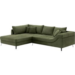 MR. COUCH Ecksofa »Portofino L-Form« 4 Bezugsqualitäten, 13, 5 cm hohe Metall-Profilfüße in matt-schwarz Memphis 12 green