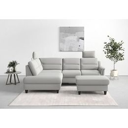 Sit & More SIT&MORE Ecksofa »Farö L-Form« inklusive Federkern, wahlweise mit Bettfunktion und Bettkasten silver