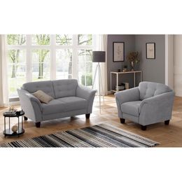 Home Affaire Sessel &raquo;Trondheim&laquo; mit Federkern, Knopfheftung im R&uuml;cken, F&uuml;&szlig;e Buche silber Flachgewebe (100% Polyester);Luxus-Microfaser (90% Polyester,